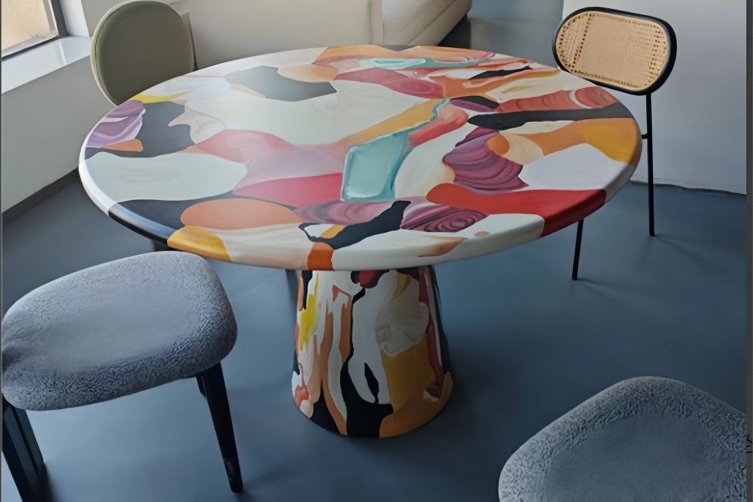 Creative Dutch Artist Painted Dining Table – Folia Furniture